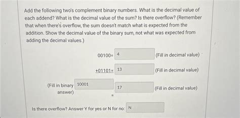 Solved Add The Following Twos Complement Binary Numbers