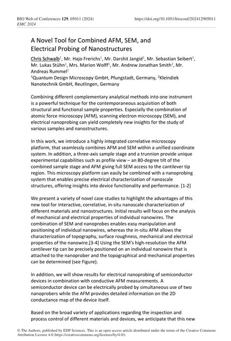 Pdf A Novel Tool For Combined Afm Sem And Electrical Probing Of Nanostructures
