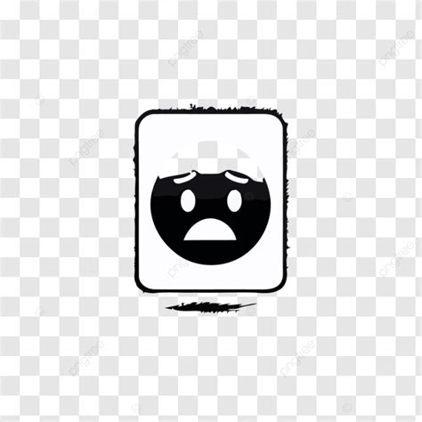 슬픈 이모티콘이 있는 흰색 사각형 벡터 흰색 배경에 이모티콘의 단순한 검은색 아이콘 그림자 없음 작은 프레임 중앙 Png 일러스트 및 벡터 에 대한 무료 다운로드