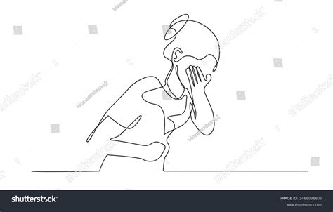 Continuous Line Woman Vomiting One Line Stock Vector Royalty Free 2469098805 Shutterstock