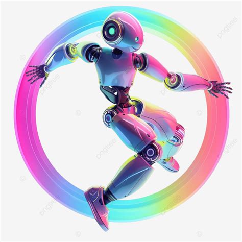 Robô Dançando Circular No Espectro De Gradiente Frio Png Dançando Robô Ai Png Imagem Para