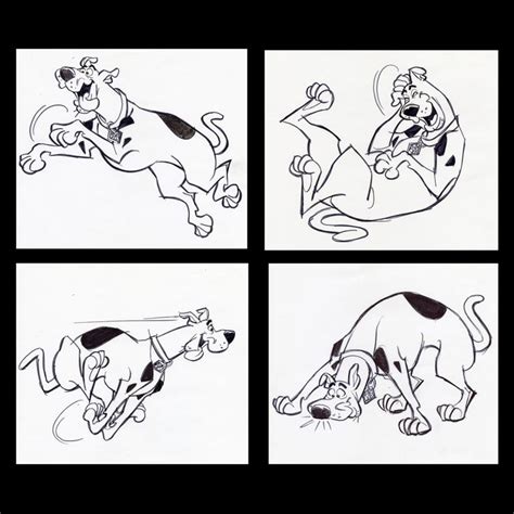 Lot 23 Set Of Four Hand Drawn Iwao Takamoto Scooby Doo Sketches Circa