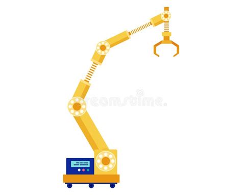 Industrial Machinery And Equipment Robotic Arm With Gears And Cogwheels Stock Illustration