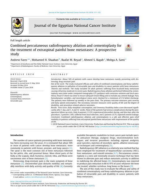 Pdf Combined Percutaneous Radiofrequency Ablation And Cementoplasty For The Treatment Of