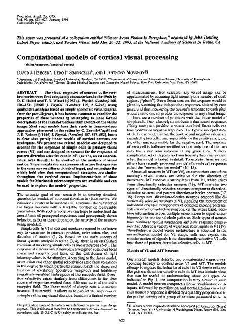 pdf computational models of cortical visual processing eero p