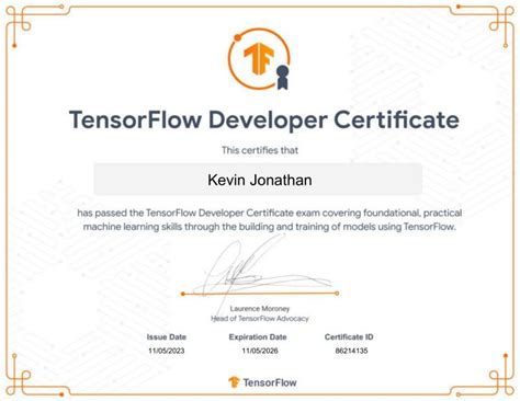 earned tensorflow developer certification kevin jonathan posted on