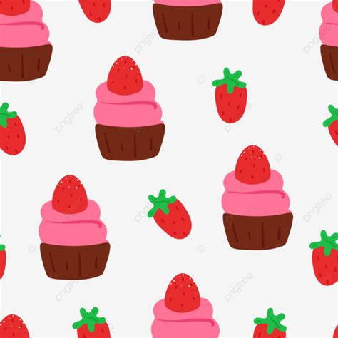 원활한 패턴 만화 딸기 컵 케이크 원활한 패턴 컵케익 딸기 Png 일러스트 및 벡터 에 대한 무료 다운로드 Pngtree