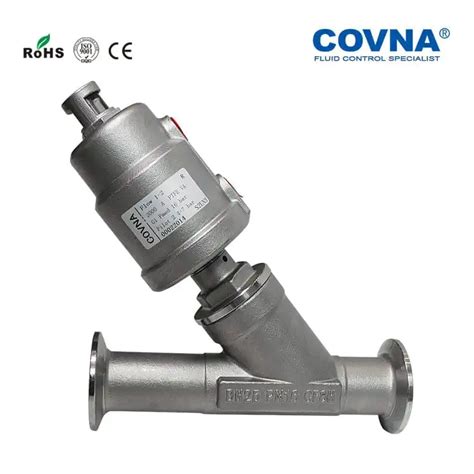 Covna Hk17c C Y Type Pneumatic Angle Seat Valve Tri Clamp Connection