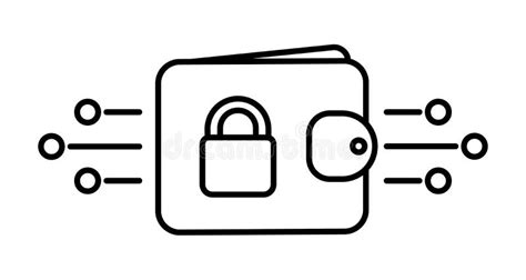 Crypto Wallet Digital Lock Cyber Security Vector Line Editable Outline Stroke Stock Vector