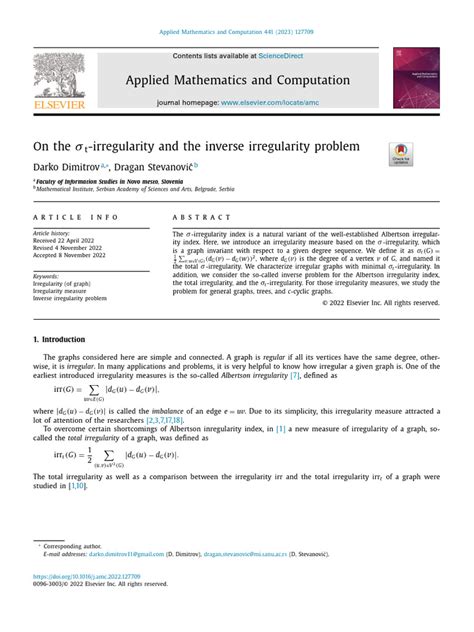 on the σt irregularity and the inverse irregularity problem download