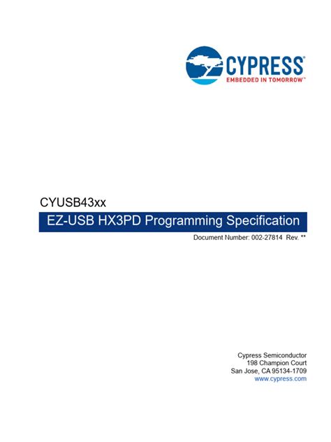 Infineon Cyusb43xx Ez Usb Hx3pd Programming Specification Software V01