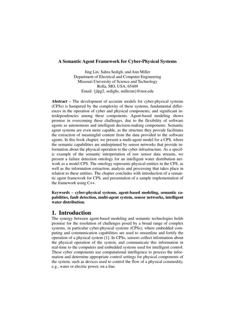 Pdf A Semantic Agent Framework For Cyber Physical Systems