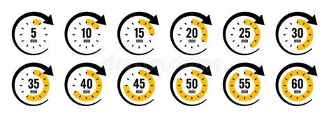 Stopwatch Icons With Pointer Arrow Colorful Chronometer Time Counter With Dial Stock