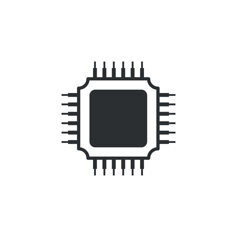 cpu for computer and smartphone icon in flat style processor chipset