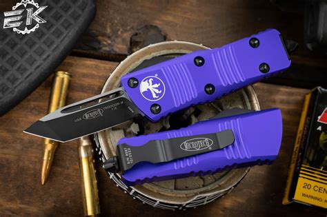 Microtech Troodon Mini Purple Otf Automatic Knife 19 Tanto Black 240 1pu