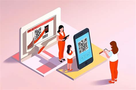 Flat 3d Isometric Woman Using Smartphone Scanning Qr Code Qr Code