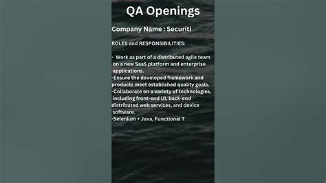 Qa Job For Automation Tester Selenium Automation Qa Ytshorts Viral