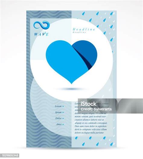 물 치료 회사 광고 플라이어입니다 순수한 물 벡터 추상 그림 심장 모양입니다 물에 대한 스톡 벡터 아트 및 기타 이미지 물 배경 주제 추상적인 Istock