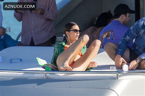 Kendall Jenner Sexy Seen In A Orange Bikini During Boat Day In Miami AZNude