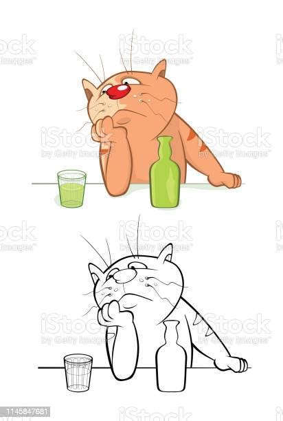 당신을 위한 귀여운 만화 캐릭터 고양이의 벡터 일러스트 레이 션 디자인 및 컴퓨터 게임 색칠 하기 책 개요 세트 가축에 대한