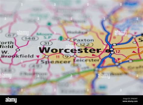 Worcester Massachusetts Usa Shown On A Geography Map Or Road Map Stock