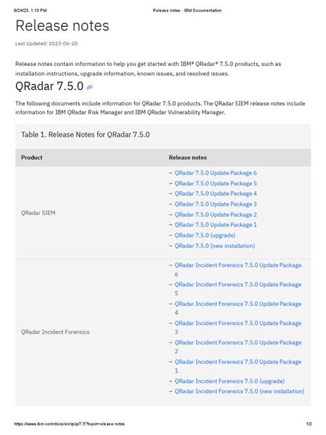 release notes ibm documentation pdf