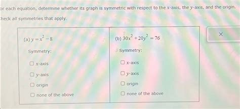 Solved Or Each Equation Determine Whether Its Graph Is Chegg