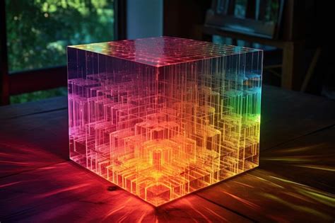 Premium Ai Image Light Refracting Through Prismatic Glass Cube Created With Generative Ai