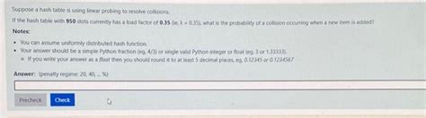 Solved Suppose A Hash Table Is Using Linear Probing To