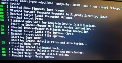 Dracut Pre Udev 806 Modprobe Could Not Insert Floppy No Such Device