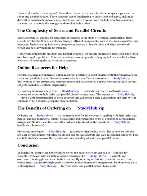 Series And Parallel Circuits Homework Pdf Series And Parallel