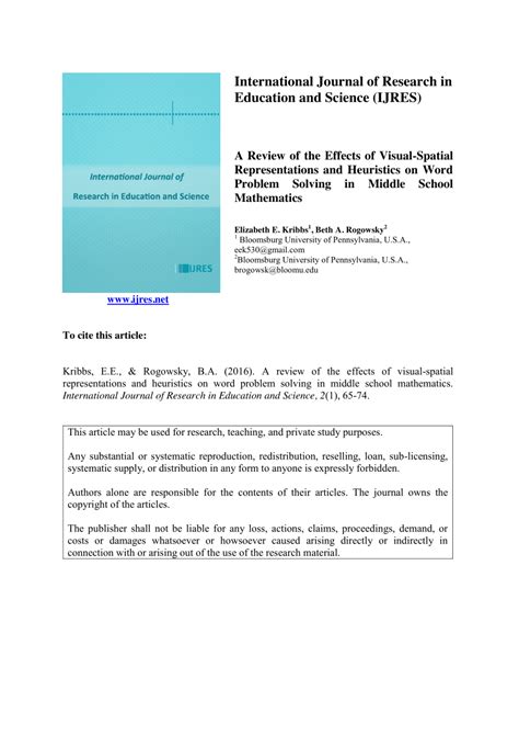 Pdf A Review Of The Effects Of Visual Spatial Representations And