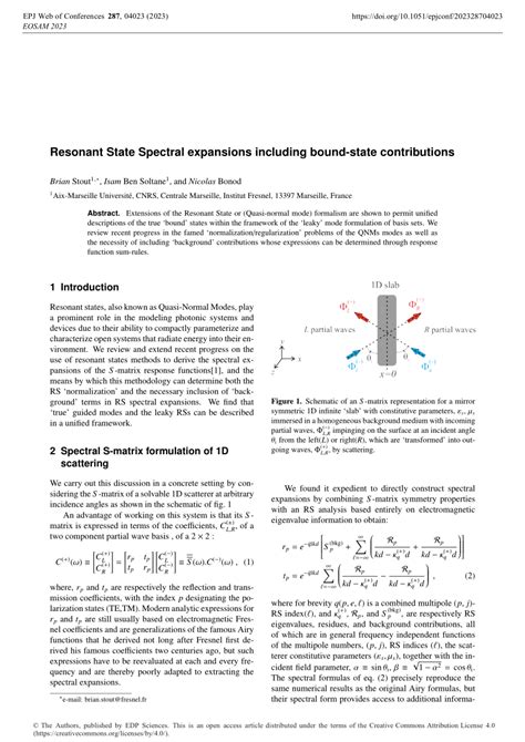 Pdf Resonant State Spectral Expansions Including Bound State Contributions