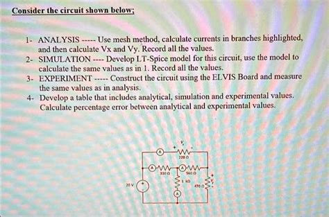 Consider The Circuit Shown Below 1 Analysis — Use Mesh Method