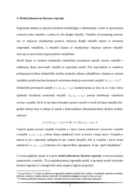 4 Predavanje Jednostavna Linearna Regresija Pdf