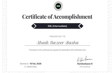 shaik nazeer basha on linkedin sql dataanalytics hackerrank
