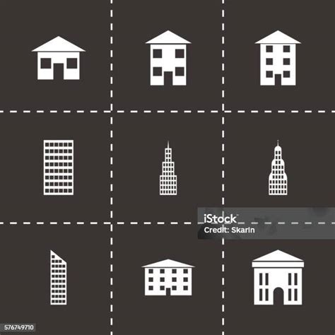벡터 블랙힐스 건물 아이콘 세트 0명에 대한 스톡 벡터 아트 및 기타 이미지 0명 건물 외관 건설 산업 Istock