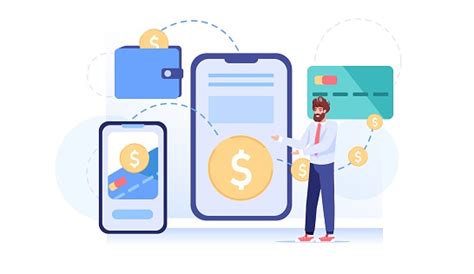 플랫 만화 캐릭터 전송 온라인 모바일 응용 프로그램을 사용 하 여 벡터 일러스트 개념 고객에 대한 스톡 벡터 아트 및 기타