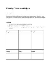 Classify Classroom Objects Docx Classify Classroom Objects Introduction In This Activity You