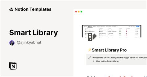 Smart Library Template By Ajinkya Bhat Startup Notion Notion Marketplace
