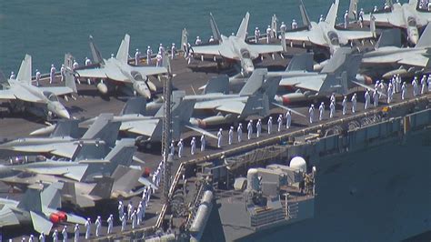 Navy Ship Uss Carl Vinson And Strike Team Deploy From San Diego