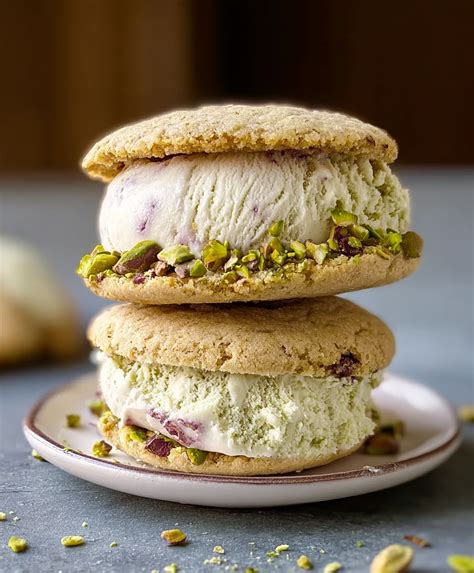 Pistachio Cookie Ice Cream Sandwiches Easy Recipe