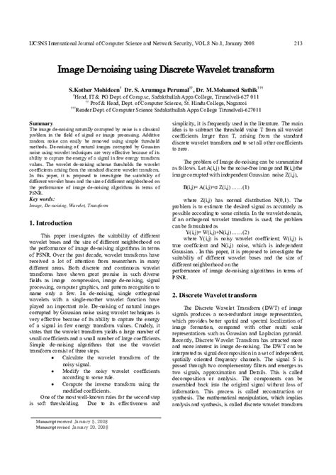 Pdf Image Denoising Using Discrete Wavelet Transform