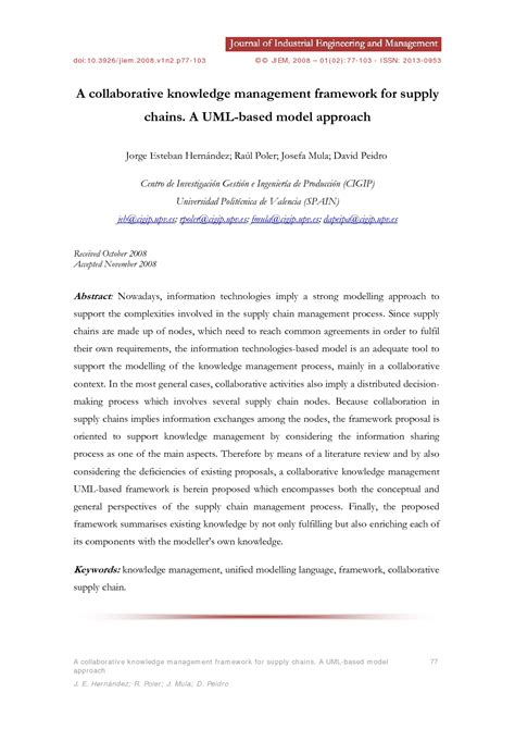 Solution A Collaborative Knowledge Management Framework For Supply