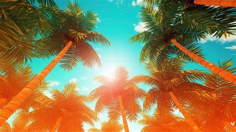 이국적인 야자수 고급스럽고 호화로운 여름 분위기를 지닌 몰입형 3d 복고풍 디자인 배경 여름 풍경 배경 고풍 배경 설계 배경 이미지 Hd 여름 풍경 고풍 설계