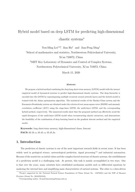 Pdf A Hybrid Model Based On Deep Lstm For Predicting High Dimensional
