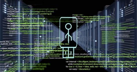 Animating Programming Code Over Server Racks In Data Center Stock Footage Video Of Code