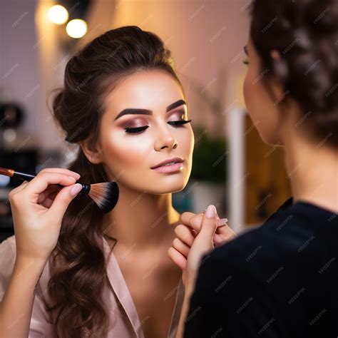 Premium Photo Photo Of Female Makeup Artist Doing A Makeup For Young