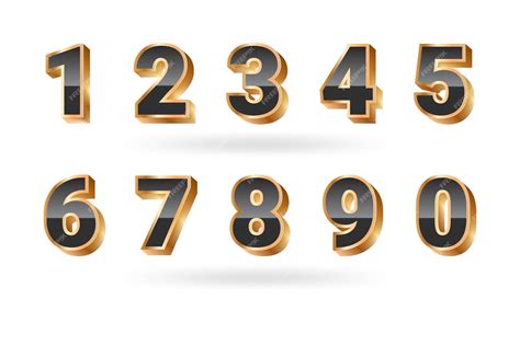 Premium Vector 3d Luxury Golden Set Of Number Digits Numeric Black