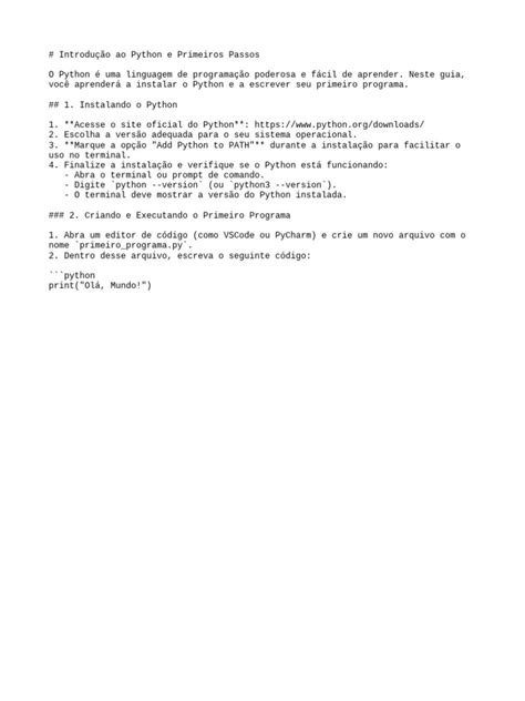 Introdução Ao Python E Primeiros Passos Pdf